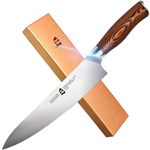 TUO Chef Knife Kitchen Knives, 8 inch Chef’s Knife Ultra Sharp, High Carbon Super Steel Cutlery, Full Tang Handle, Fiery Phoenix Series