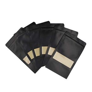 Innorange Kraft Paper Resealable Bags Black Stand up Zipper Pouch Bags ,Pack of 50