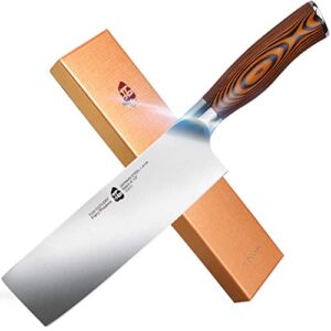 tuo nakiri knife - vegetable cleaver kitchen knives - japanese chef knife german x50crmov15 stainless steel - pakkawood handle - 6.5" - fiery series