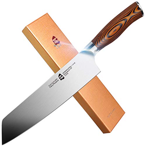 TUO Kiritsuke Knife - Chinese Chef’s Knife - High Carbon German Stainless Steel Asian Kitchen Knife- Ergonomic Pakkawood Handle Cutlery - 8.5 inch - Fiery Phoenix Series