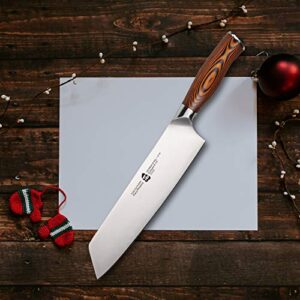 TUO Kiritsuke Knife - Chinese Chef’s Knife - High Carbon German Stainless Steel Asian Kitchen Knife- Ergonomic Pakkawood Handle Cutlery - 8.5 inch - Fiery Phoenix Series