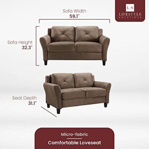 Lifestyle Solutions Grayson Love Seats, 57.87" x 32" x 32.68", Brown