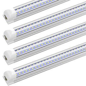 shopled led shop light 4ft, 36w 4680lm 6000k cool white, v shape, t8 4 foot led tube light fixtures, led shop lights for garage, basement, plug and play, 4 pack