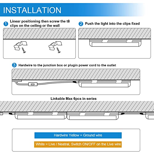 SHOPLED LED Shop Light 4FT, 36W 4680LM 6000K Cool White, V Shape, T8 4 Foot LED Tube Light Fixtures, LED Shop Lights for Garage, Basement, Plug and Play, 4 Pack