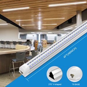 SHOPLED LED Shop Light 4FT, 36W 4680LM 6000K Cool White, V Shape, T8 4 Foot LED Tube Light Fixtures, LED Shop Lights for Garage, Basement, Plug and Play, 4 Pack