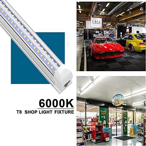 SHOPLED LED Shop Light 4FT, 36W 4680LM 6000K Cool White, V Shape, T8 4 Foot LED Tube Light Fixtures, LED Shop Lights for Garage, Basement, Plug and Play, 4 Pack