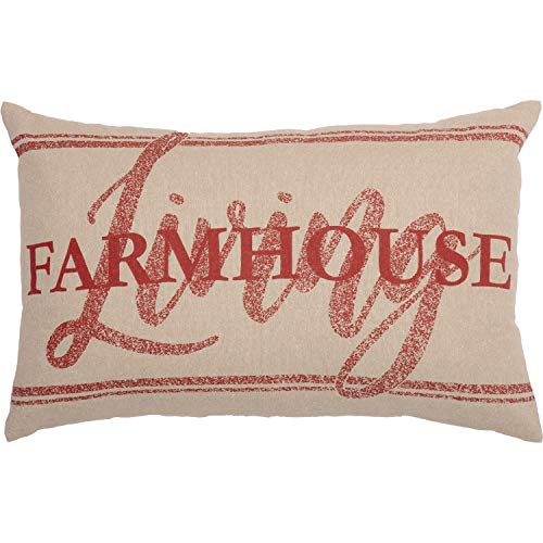 VHC Brands Sawyer Mill Red Farmhouse Living Pillow Bedding Accessory, 14x22