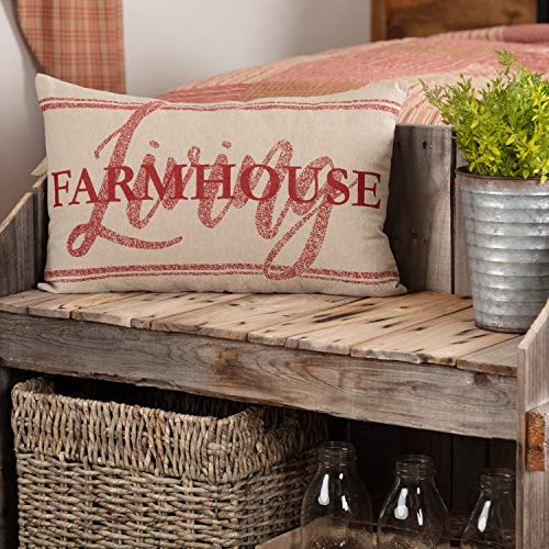 VHC Brands Sawyer Mill Red Farmhouse Living Pillow Bedding Accessory, 14x22