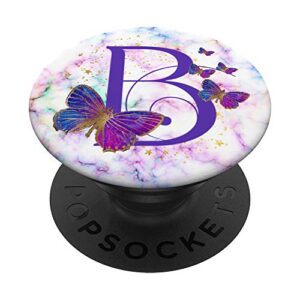 purple butterfly custom personalized letter b monogram popsockets swappable popgrip