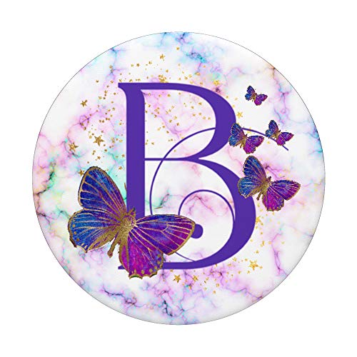 Purple Butterfly Custom Personalized Letter B Monogram PopSockets Swappable PopGrip