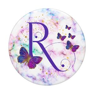 Purple Butterfly Custom Personalized Letter R Monogram PopSockets Swappable PopGrip