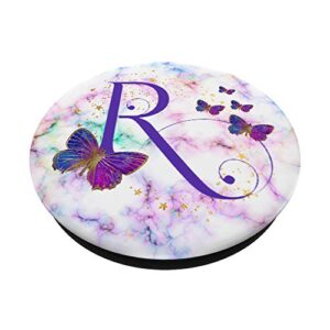 Purple Butterfly Custom Personalized Letter R Monogram PopSockets Swappable PopGrip