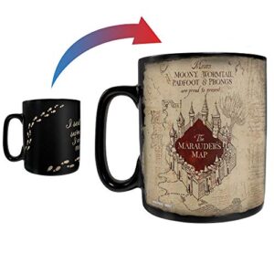 morphing mugs harry potter - marauders map - i solemnly swear – 16 oz large ceramic heat sensitive clue mug – full image revealed when hot liquid is added