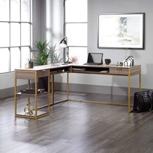 Sauder International Lux L-Shaped Desk, L: 65.98" x W: 60.0" x H: 29.72", Diamond Ash Finish