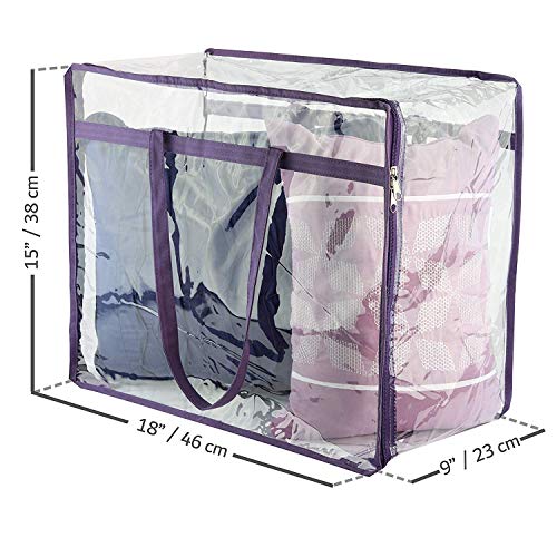 Clear Zippered Storage Bags (3-Pack) Closet Organizer Vinyl Bag for Bedding, Linen, Blankets, Duvet Covers, Comforters, Clothes & Toys | Multi Purpose & Space Saver PVC Organizers