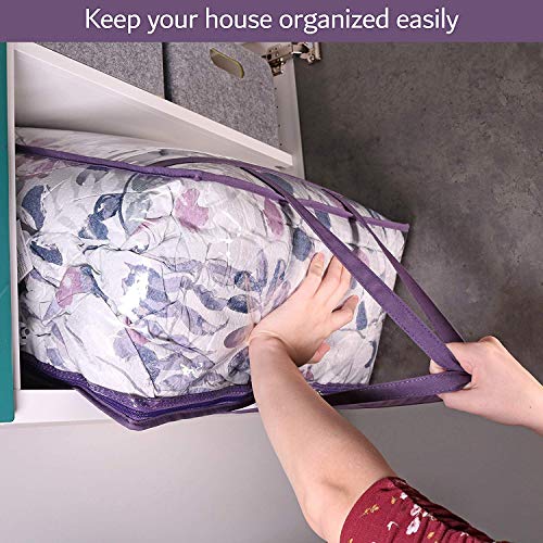 Clear Zippered Storage Bags (3-Pack) Closet Organizer Vinyl Bag for Bedding, Linen, Blankets, Duvet Covers, Comforters, Clothes & Toys | Multi Purpose & Space Saver PVC Organizers