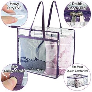 Clear Zippered Storage Bags (3-Pack) Closet Organizer Vinyl Bag for Bedding, Linen, Blankets, Duvet Covers, Comforters, Clothes & Toys | Multi Purpose & Space Saver PVC Organizers