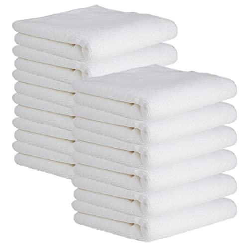 CARTMAN 16 x 24 Inch, 12 Pack, 350GSM Premium Microfiber Cleaning Cloths, Non-Abrasive, Reusable and Washable, All Purpose Cleaning Towels for Household, Car Washing, Drying & Auto Detailing, White