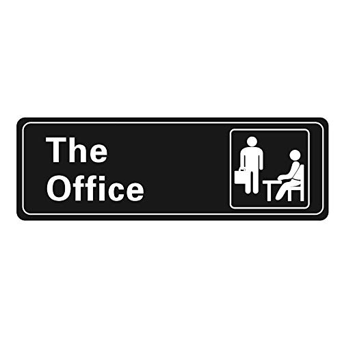 Nakimo The Office Sign Self-Adhesive Sign 9 X 3 Inch Door or Wall Sign Name Plate Acrylic (Black and White)