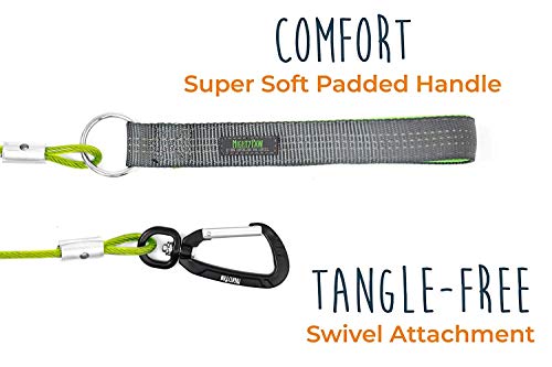 Mighty Paw Chew Proof Dog Leash - Six Foot Metal Cable Lead, Non Chewable Braided Cord with Padded Handle. Chew Resistant, Great for Large Dogs and Teething Puppies (Green)