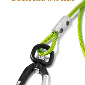 Mighty Paw Chew Proof Dog Leash - Six Foot Metal Cable Lead, Non Chewable Braided Cord with Padded Handle. Chew Resistant, Great for Large Dogs and Teething Puppies (Green)