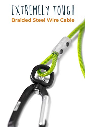 Mighty Paw Chew Proof Dog Leash - Six Foot Metal Cable Lead, Non Chewable Braided Cord with Padded Handle. Chew Resistant, Great for Large Dogs and Teething Puppies (Green)