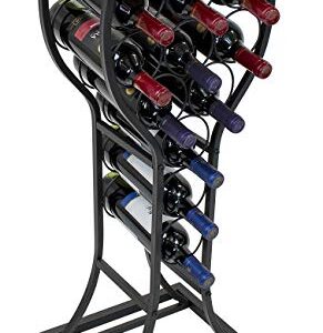 Sorbus Wine Rack Console for Home Bar - Mini Wine Stand with Faux Black Marble Table Top - Durable Metal Freestanding Wine Storage Cabinet Shelf - Wine Racks Free Standing Floor Holds 11 Wine Bottles