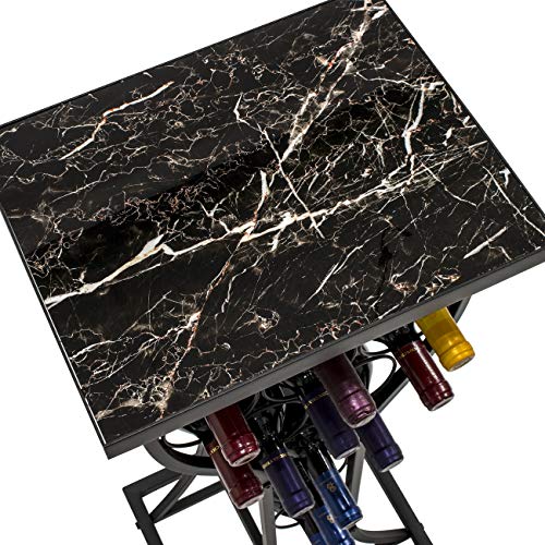 Sorbus Wine Rack Console for Home Bar - Mini Wine Stand with Faux Black Marble Table Top - Durable Metal Freestanding Wine Storage Cabinet Shelf - Wine Racks Free Standing Floor Holds 11 Wine Bottles