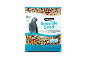 zupreem sensible seed bird food for parrots and conures, 2 lb bag (2-pack) - premium blend of seeds and fruitblend pellets for conures, caiques, african greys, senegals, amazons, eclectus, small cocka