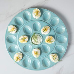 Casafina Ceramic Stoneware 13'' Egg Platter - Cook & Host Collection, Robin's Egg Blue | Microwave, Dishwasher, Oven & Freezer Safe Dinnerware | Food Safe Glazing | Restaurant Quality Serveware