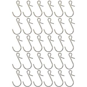 Mini Skater 30 Pcs 1.5 inch Length S Shaped Hanging Hooks Metal Small Silver Hangers with Storage Box for Home Kitchen Bedroom Office Christmas Tree Decorations