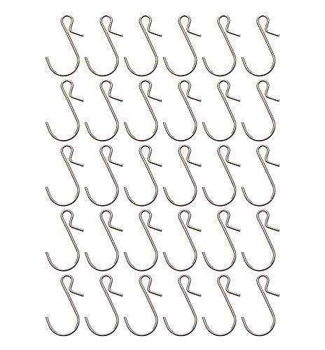 Mini Skater 30 Pcs 1.5 inch Length S Shaped Hanging Hooks Metal Small Silver Hangers with Storage Box for Home Kitchen Bedroom Office Christmas Tree Decorations