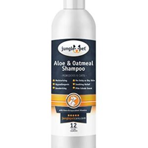 Jungle Pet Aloe Oatmeal Shampoo for Dogs - Sensitive Skin Dog Shampoo Oatmeal - Natural Dog Shampoo Sensitive Skin - Hypoallergenic Pina Colada Dog Oatmeal Shampoo - 12 oz