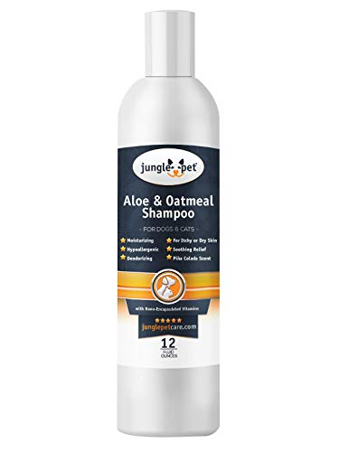 Jungle Pet Aloe Oatmeal Shampoo for Dogs - Sensitive Skin Dog Shampoo Oatmeal - Natural Dog Shampoo Sensitive Skin - Hypoallergenic Pina Colada Dog Oatmeal Shampoo - 12 oz