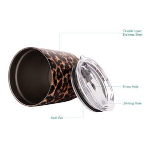 30 oz. Tumbler Double Wall Stainless Steel Vacuum Insulation Travel Mug with Crystal Clear Lid and Straw, Water Coffee Cup for Home,Office,School, Ice Drink, Hot Beverage,Leopard