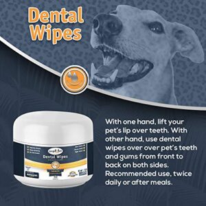 Jungle Pet Dog Dental Wipes for Dogs and Cats - Reduce Plaque, Tartar & Bad Breath - Cat & Dog Dental Wipes for Teeth Wipes - Peppermint Scent for Fresh Breath - 50 ct