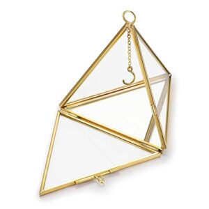 Hipiwe Jewelry Ring Display Holder - Glass Ring Holder Geometric Glass Ring Jewelry Box Wedding Ring Bearer Gift Box Hanging Prism Ring Stand Proposal Ring Display Case (Triangular pyramid)