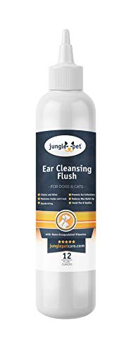 Jungle Pet Dog Ear Cleaner Dog Ear Wash for Dogs and Cats - Deodorizing Dog Ear Cleaner Solution for Dirt, Wax and Odor - Sweet Pea Vanilla Dog and Cat Ear Cleaner for Dogs - 12 oz