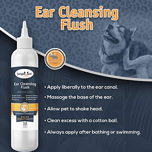 Jungle Pet Dog Ear Cleaner Dog Ear Wash for Dogs and Cats - Deodorizing Dog Ear Cleaner Solution for Dirt, Wax and Odor - Sweet Pea Vanilla Dog and Cat Ear Cleaner for Dogs - 12 oz