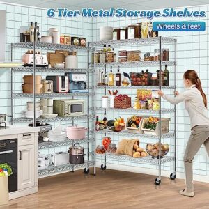 Meet perfect Adjustable Storage Shelves 6 Tier Wire Shelving Unit and Storage, 2100lbs Capacity Metal Shelving Heavy Duty Garage Shelves Storage Rack, 48" D x 18" W x 82" H, Chrome