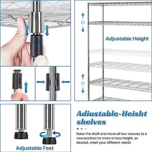 Meet perfect Adjustable Storage Shelves 6 Tier Wire Shelving Unit and Storage, 2100lbs Capacity Metal Shelving Heavy Duty Garage Shelves Storage Rack, 48" D x 18" W x 82" H, Chrome