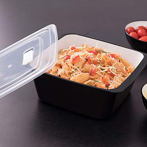 9 Piece Plastic Food Storage Containers w/lids with 2 injection colors. Multi sizes Containers. Microwave/Freezer & Dishwasher Safe - Steam Release Valve. BPA/Free (Black)