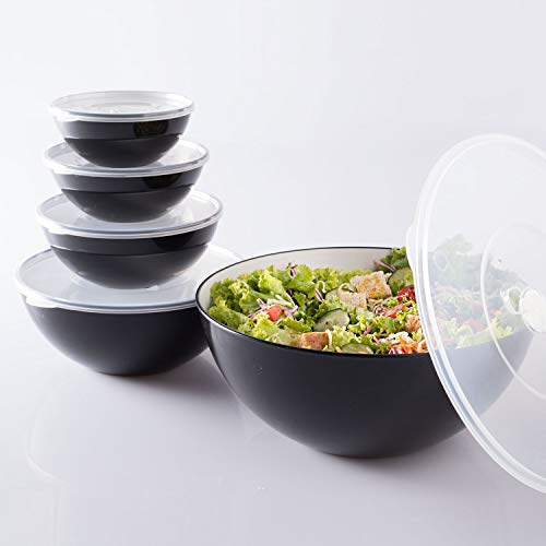 9 Piece Plastic Food Storage Containers w/lids with 2 injection colors. Multi sizes Containers. Microwave/Freezer & Dishwasher Safe - Steam Release Valve. BPA/Free (Black)