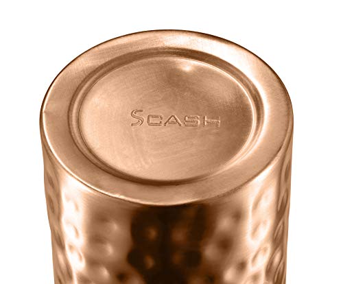 Scash Made in India 30 Oz. Handmade Handcrafted 100% Pure Copper Water Bottle Vessel Hammered Finish Leak Proof Gift Set Box Ayurveda Health Benefits