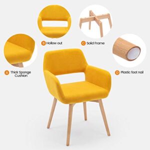 Five stars Furniture Living Room Chairs Set of 2,Small Accent Chair for Vanity,Upholstered Dining Chair for Small Space,Farmhouse Dining Chairs,Desk Chair for Bedroom Yellow