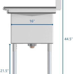 KoolMore - SB141611-12B3 2 Compartment Stainless Steel NSF Commercial Kitchen Prep & Utility Sink with 2 Drainboards - Bowl Size 14" x 16" x 11", Silver