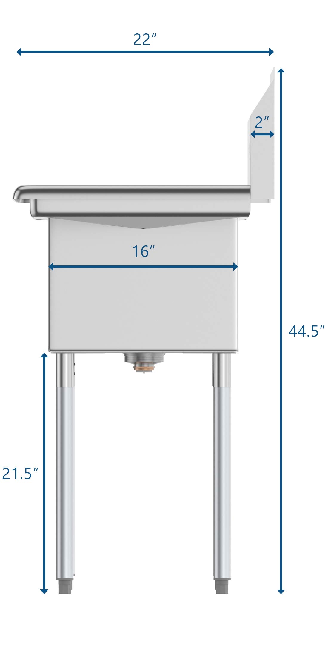 KoolMore - SB141611-12B3 2 Compartment Stainless Steel NSF Commercial Kitchen Prep & Utility Sink with 2 Drainboards - Bowl Size 14" x 16" x 11", Silver