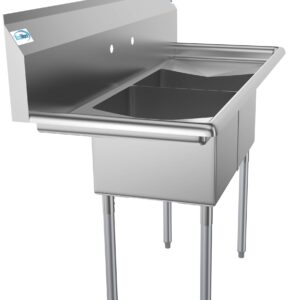 KoolMore - SB141611-12B3 2 Compartment Stainless Steel NSF Commercial Kitchen Prep & Utility Sink with 2 Drainboards - Bowl Size 14" x 16" x 11", Silver