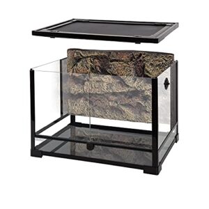 repti zoo 34 gallon large reptile glass terrarium tank with foam backgrounds,double hinge door with screen ventilation reptile terrarium 24" x 18" x 18"(knock-down)