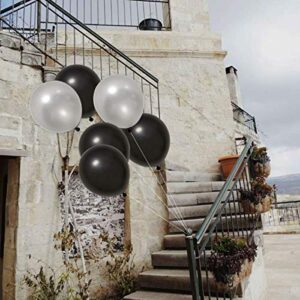 Elecrainbow 100 Count 12 Inch 320 Grams Thickened Black and Silver Balloons for Graduation Birthday Baby Shower Wedding Thanksgiving Anniversary Party Decorations